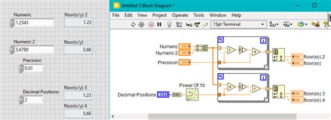 how do you do you round down to the nearest 100ths with labview ni