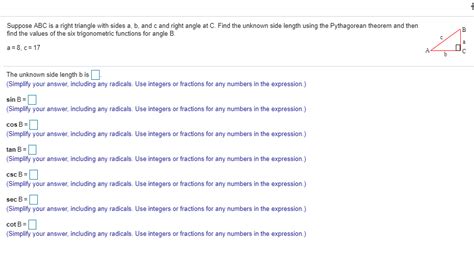 solved suppose abc is a right triangle with sides a b and