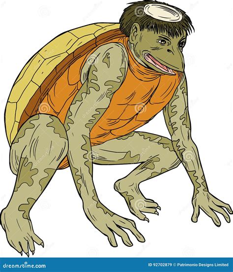 Kappa Monster Crouching Drawing Stock Illustration Illustration Of Folklore Sketch 92702879