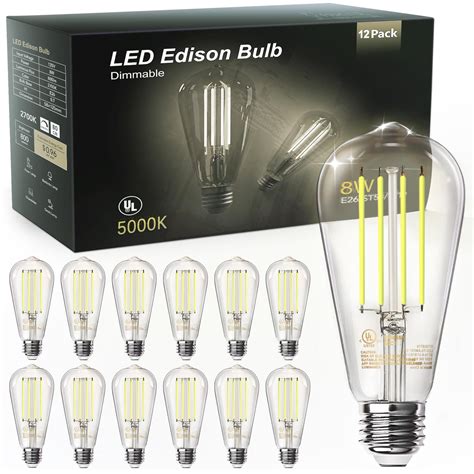 TJOY Pack Edison Light Bulbs W Equivalent Dimmable Vintage LED Bulbs E Medium Base