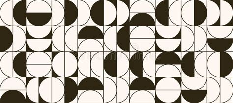Abstract Semicircle Seamless Pattern Monochrome Geometric Half Circle N Square Repeating