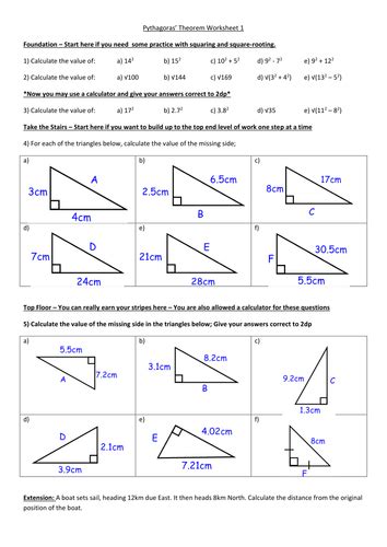Pythagoras Worksheet 1 With Answers Teaching Resources