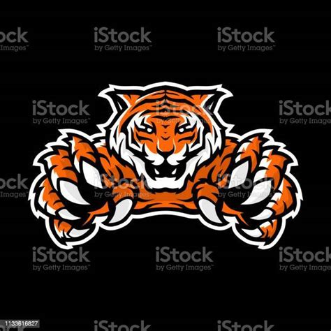 오렌지 호랑이 스포츠 게임 벡터 일러스트 레이 션 템플릿 호랑이에 대한 스톡 벡터 아트 및 기타 이미지 호랑이 갈고리 발톱 로고 Istock