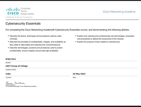 Arkja Gaur On Linkedin Cisco Certificateofcompletion