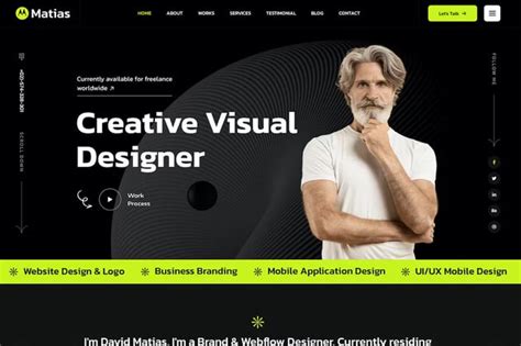 Matias Шаблон React для личного портфолио Шаблоны посадочных страниц Шаблон сайтов Включая