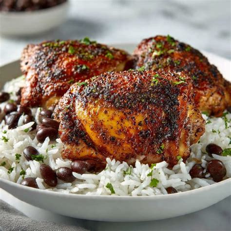 One Pot Chicken Thighs With Cilantro Rice And Beans Recipe