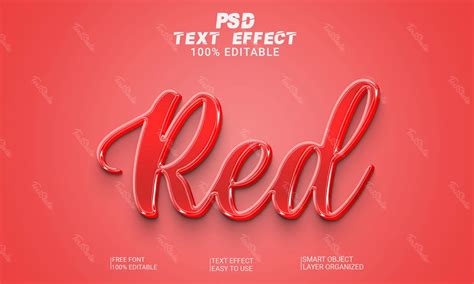 Red Glossy Cursive Font Style Effect Photoshop Premium Psd File