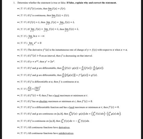 Solved 1 Determine Whether The Statement Is True Or False