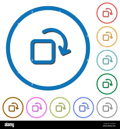 Rotate Element Flat Color Vector Icons With Shadows In Round Outlines