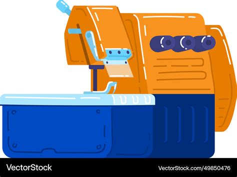 Orange And Blue Robotic Arm In Industrial Setting Vector Image