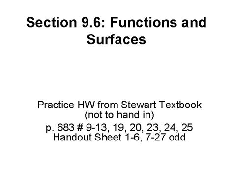 Section 9 6 Functions And Surfaces Practice Hw
