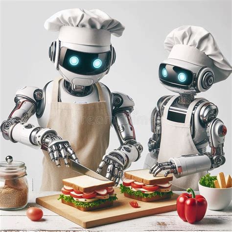 Food Illustration Robots Robot Chef Cooking Food Stock Illustration Illustration Of