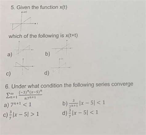 solved 5 given the function x t f which of the following