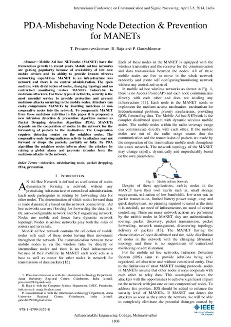 pdf pda misbehaving node detection and prevention for manets