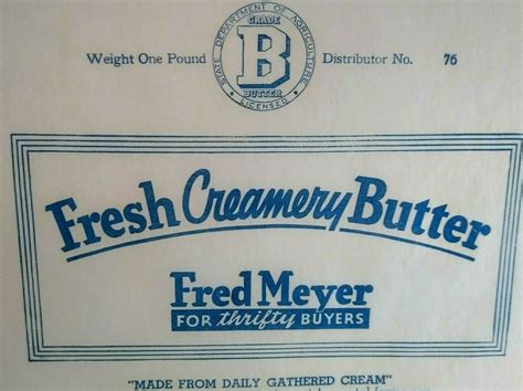 Butter Wrapper Fred Meyer Fresh Creamery Pound Label Original Circa 1940s Nos Ephemera