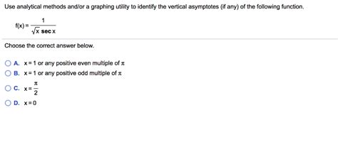 solved use analytical methods and or a graphing utility to