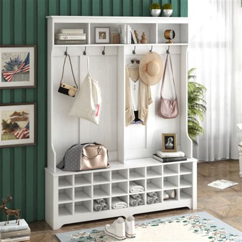 Modern Style Multiple Functions Hallway Coat Rack With Metal Black