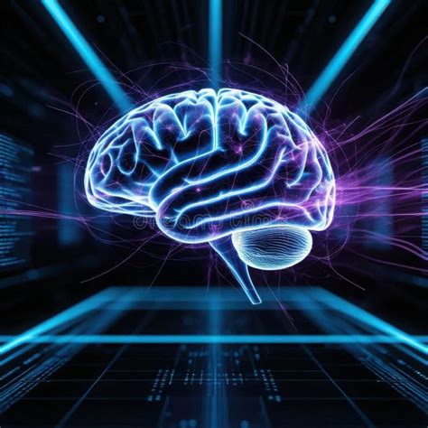 Ai Controlled Holographic Brain With Neural Connections Stock Illustration Illustration Of