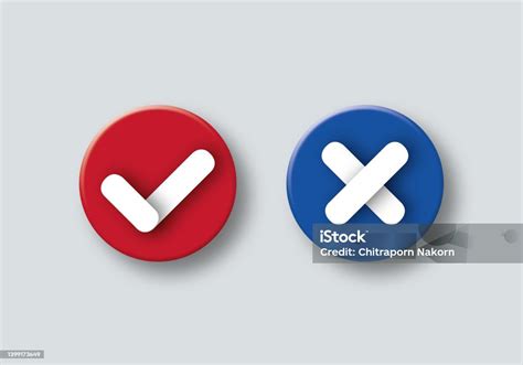 회색 배경에 교차 아이콘과 그림자 오버레이가있는 체크 표시가있는 플랫 라운드 버튼 세트 대답하기에 대한 스톡 벡터 아트 및 기타 이미지 대답하기 아이콘 투표 Istock