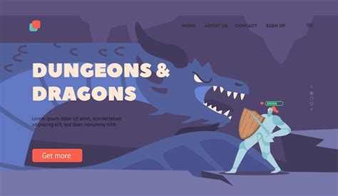 던전 앤 드래곤 방문 페이지 템플릿 사람 착용 기사 의상 가상 현실 헤드셋 Mmorpg 재생 프리미엄 벡터