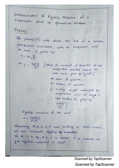SOLUTION Rigidity Modulus Physics Practical Studypool