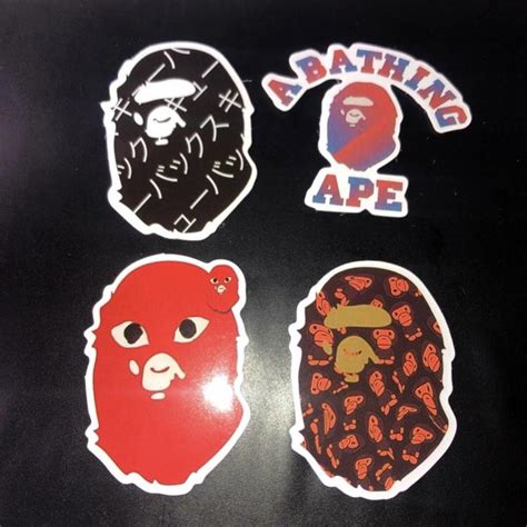 4x A Bathing Ape Bape Decal Stickers Red Mask Depop