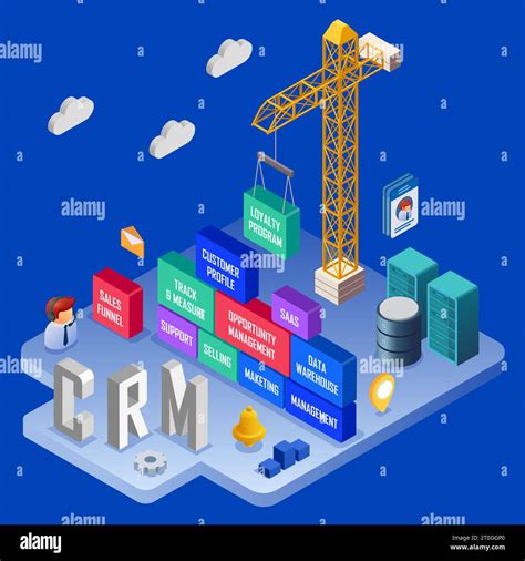 Crm Isometric Concept With Customer Loyalty Building And Management