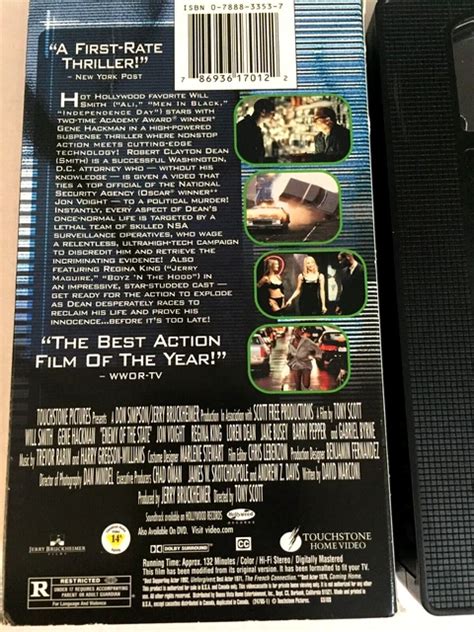 Enemy Of The State Gene Hackman Vhs Tape Ships Free Same Day With