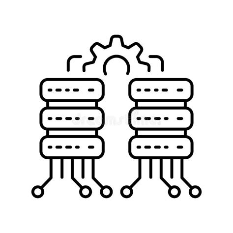 Data Integration Black Line Icon Stock Vector Illustration Of