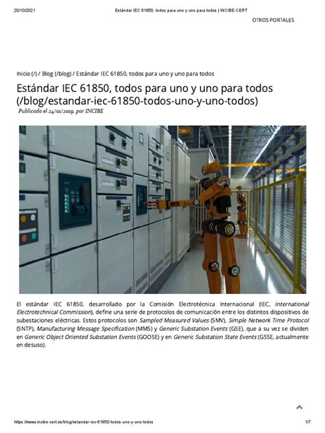 Estándar Iec 61850 Todos Para Uno Y Uno Para Todos Incibe Cert Pdf Modelo Osi Transport