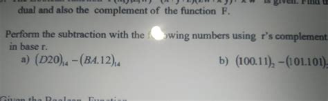 Solved Dual And Also The Complement Of The Function F Chegg