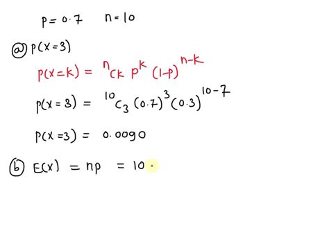 solved a random variable x follows a binomial distribution with n 10