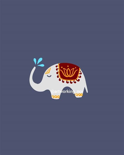 Indian Elephant Illustration Cute Digital Artworks
