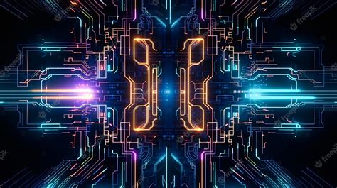 Premium Ai Image High Tech Electronic Glowing Circuit Board Texture Digital Background