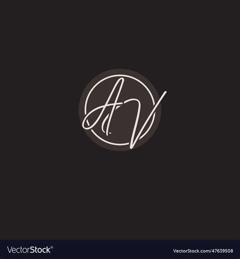 Initials Av Logo Monogram With Simple Circle Line Vector Image