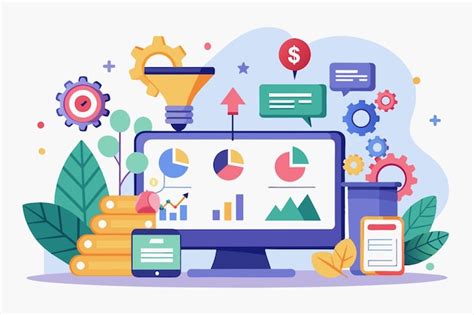 A Digital Workspace Showcases Various Charts And Icons Illustrating Conversion Rate Optimization