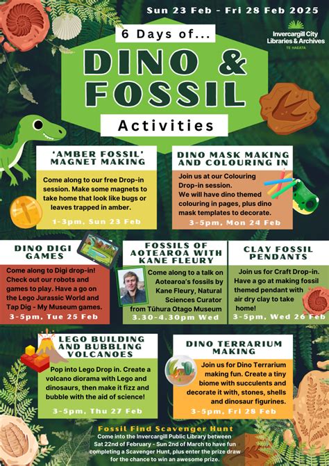 6 Days Of Dino And Fossil Activities Invercargill City Libraries And Archives 6 Days Of Dino And Fossil Activities Invercargill City Libraries And Archives