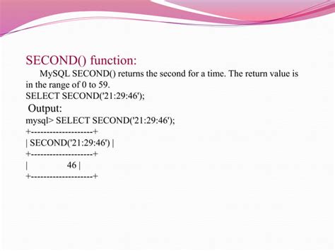 Date And Time Functions In Mysql Ppt