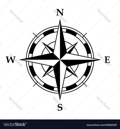Compass Rose Symbol Black And White Royalty Free Vector