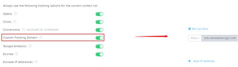 how do i set up a custom tracking domain for click and link tracking