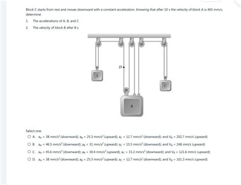solved block c starts from rest and moves downward with a