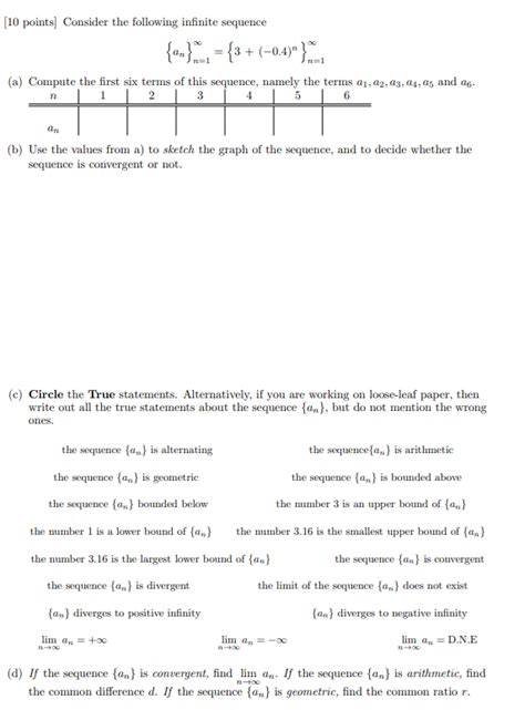 Solved Points Consider The Following Infinite Sequence Chegg