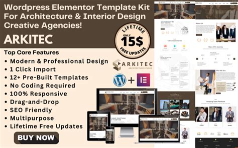 Arkitec Template Kit De Elementor De Wordpress Para Diseño De Interiores Construcción Y