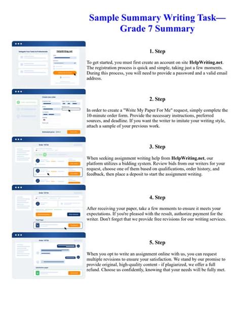 Sample Summary Writing Taskgrade 7 Summary Pdf