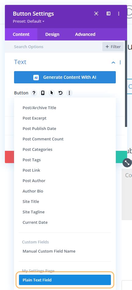 using pods custom settings page fields in divi modules divi booster