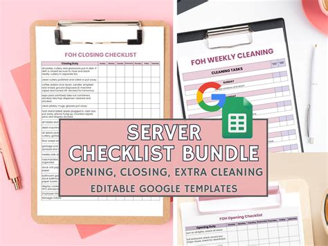 Server Checklist Template Bundle Restaurant And Bar Server Checklists