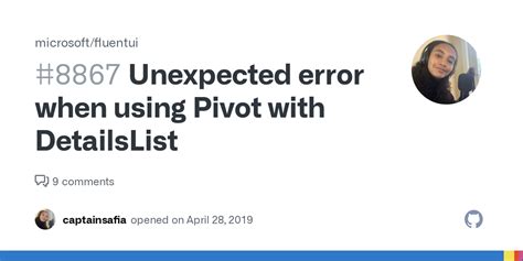 Unexpected Error When Using Pivot With Detailslist · Issue 8867 · Microsoftfluentui · Github