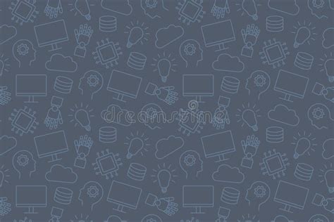 AI Artificial Intelligence Machine Learning Seamless Pattern Stock Vector Illustration Of