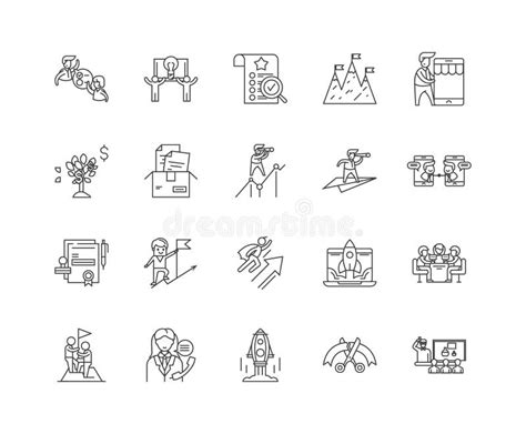 Event Management Line Icons Signs Vector Set Outline Illustration