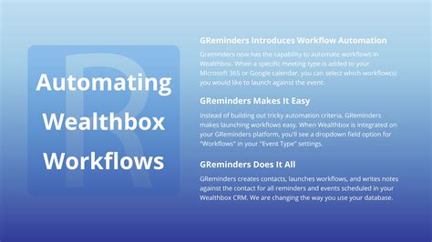 Automate Wealthbox Workflows With Greminders · Ria Operators